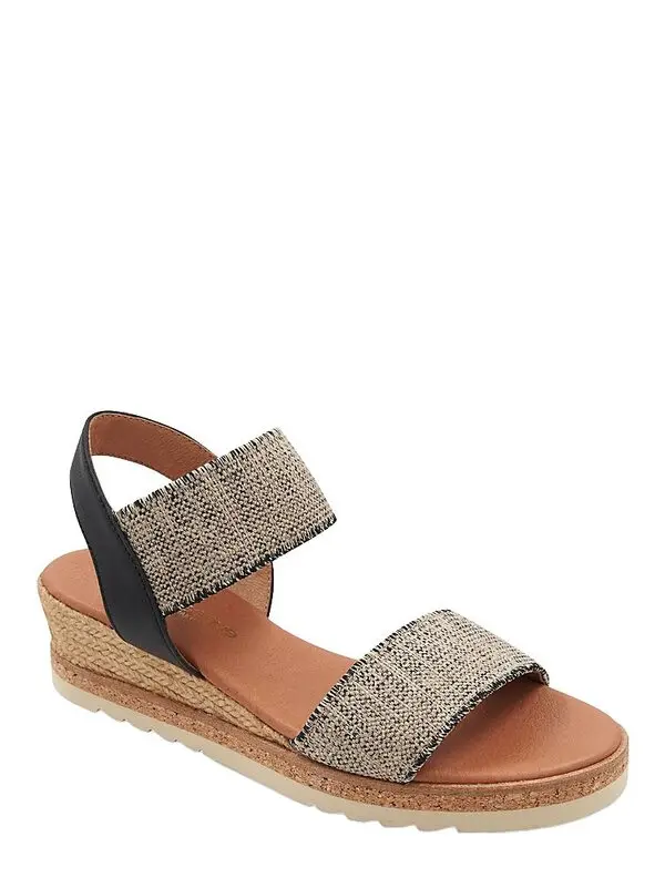 Andre Assous Neveah Espadrille Wedge Sandals - Black/beige