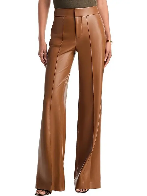 Alice + Olivia Dylan High-waist Vegan Leather Pants - Camel