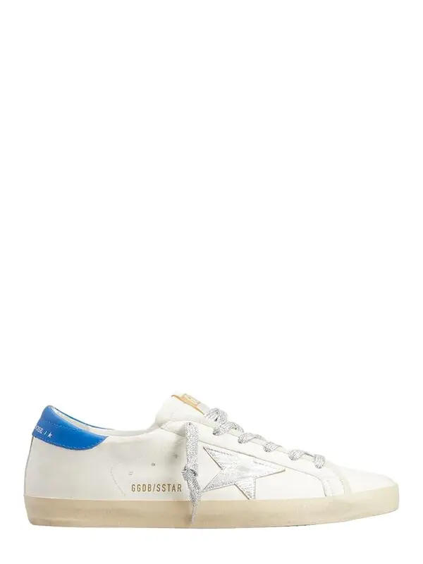 Golden Goose Superstar Mixed Leather Low-top Sneakers - Cream/silver/blue