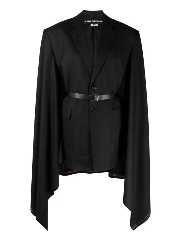 Junya Watanabe Belted Wool Cape Blazer - Black