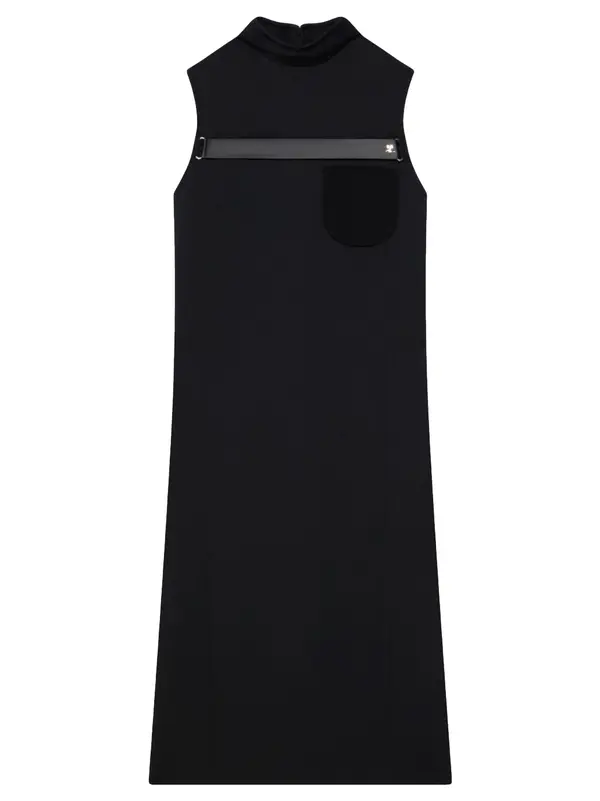 COURREGES Strapped Tailored Twill Dress - Black
