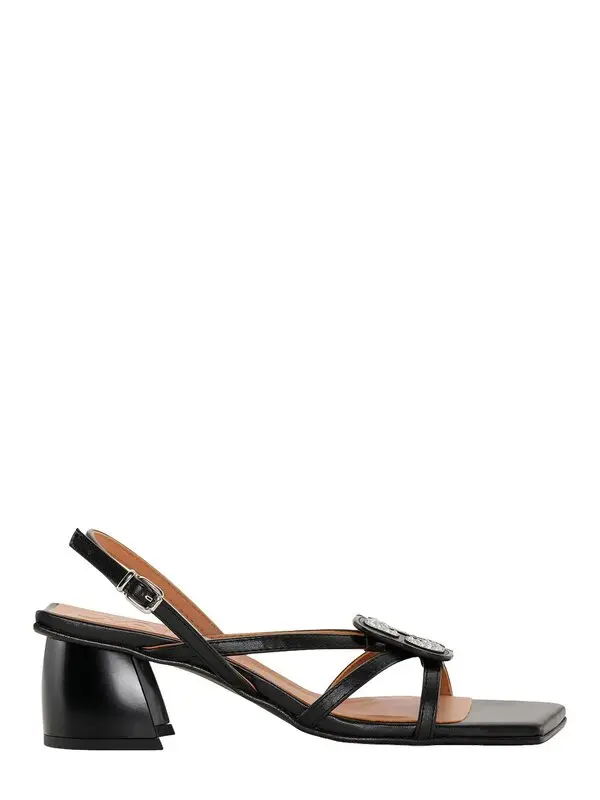 GANNI Logo-plaque Sandals - Black