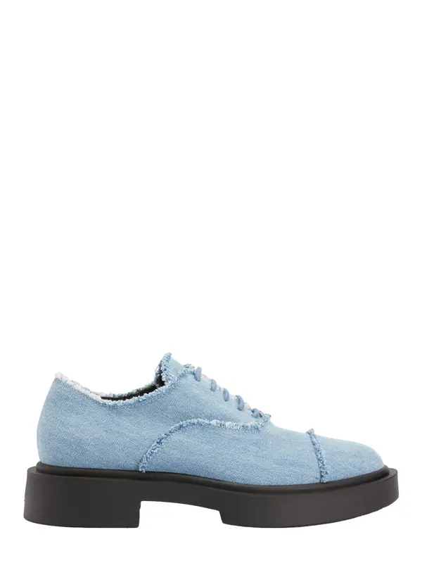 GIUSEPPE ZANOTTI Adric Frayed Denim Oxford Shoes - Blue