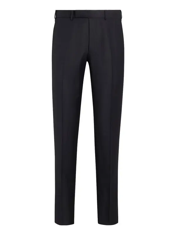 Zegna Trofeo Tailored Wool Trousers - Black