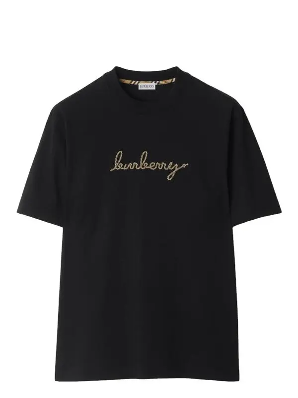 Burberry Check Ekd Cotton T-shirt - Black