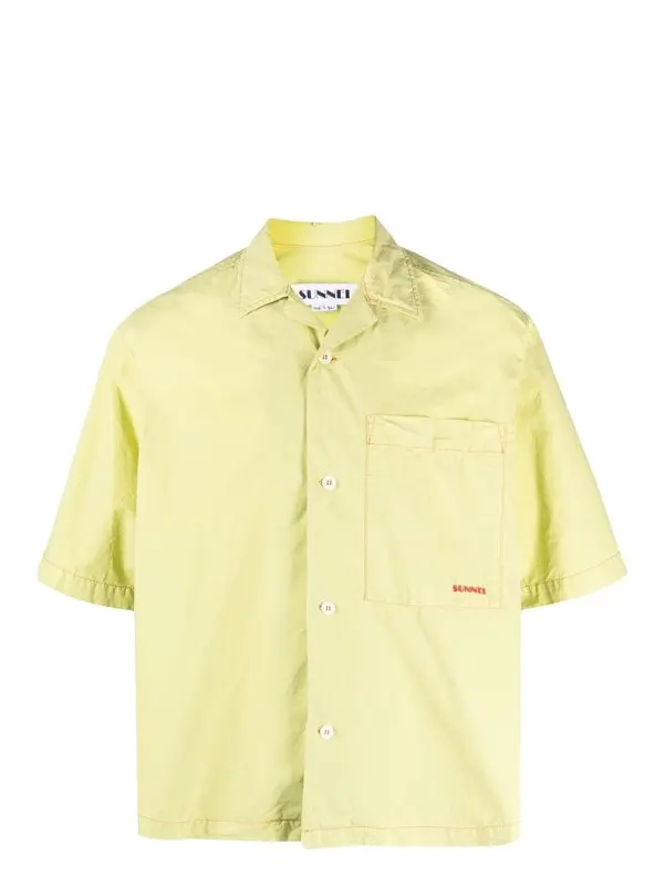 Sunnei Logo-print Crinkled Shirt - Green