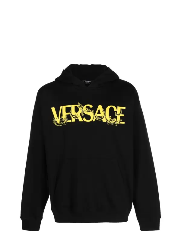 Versace Logo-print Cotton Hoodie - Black