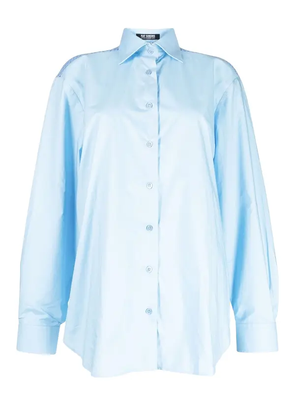 Raf Simons Mesh-panel Cotton-poplin Shirt - Blue