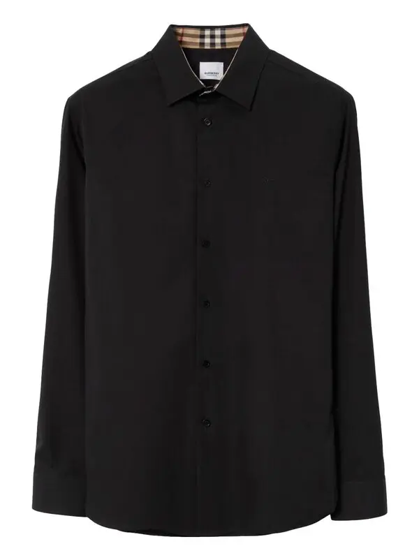 Burberry Logo-embroidered Long-sleeve Shirt - Black