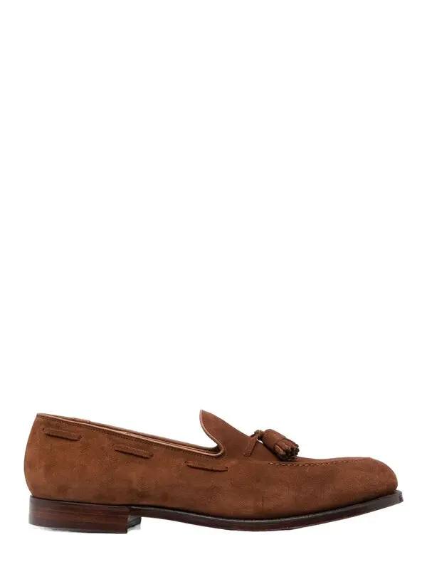 Crockett & Jones Tassel Detail Suede Loafers - Brown