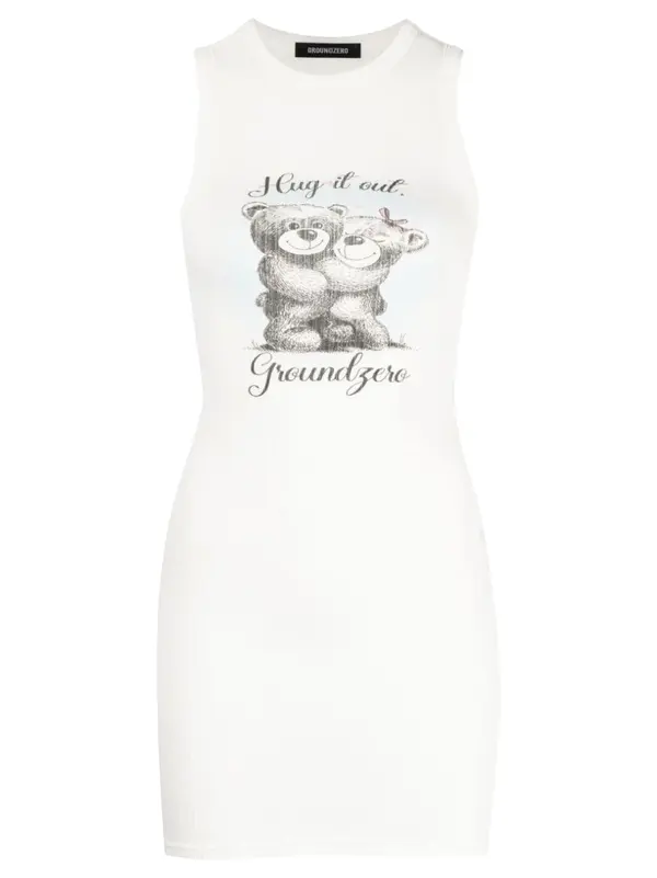 GROUND ZERO Slogan-print T-shirt Dress - White