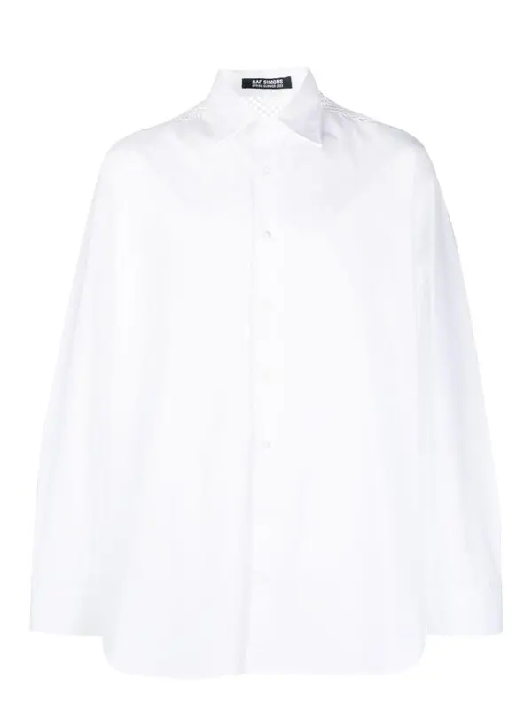 Raf Simons Mesh-detail Cotton Shirt - White
