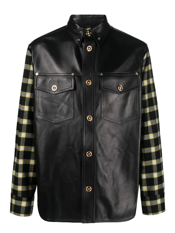 Versace Checked-panel Shirt Jacket - Black