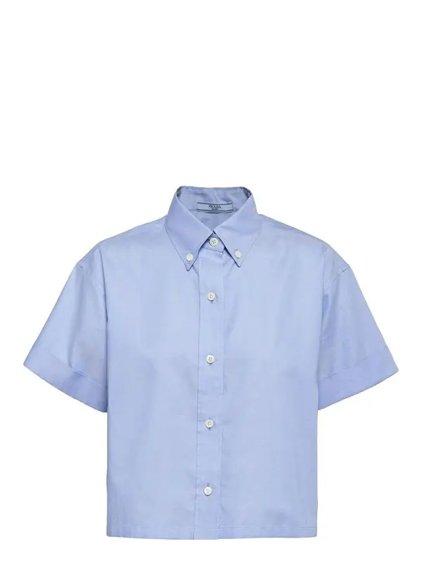 Prada Logo-embroidered Oxford Shirt - Blue