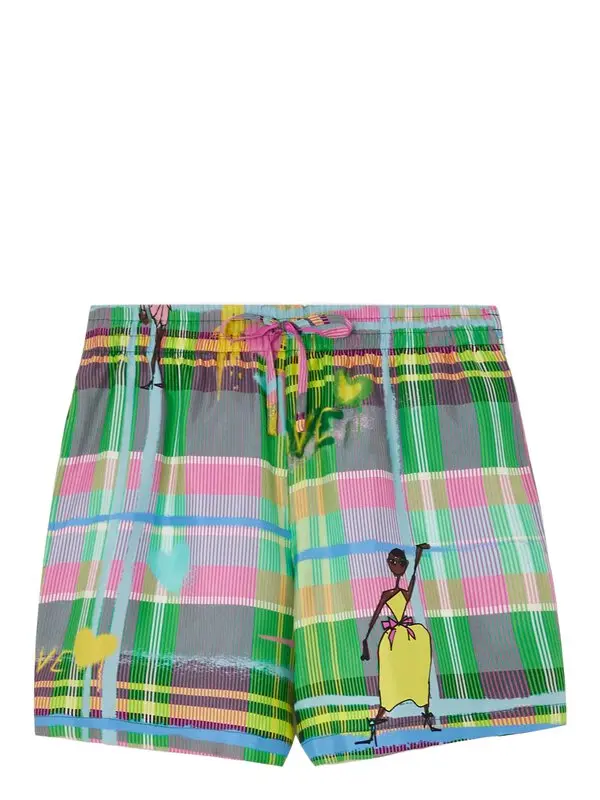 AZ FACTORY Chromatic Love Printed Silk Shorts - Green