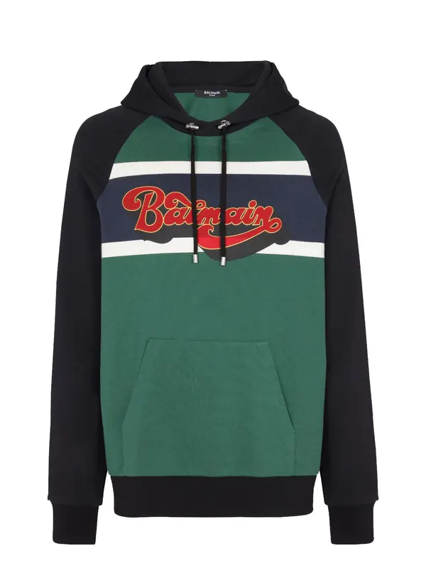 Balmain Logo-print Cotton Hoodie - Green