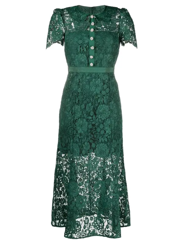 SELF-PORTRAIT Lace Midi Dress - Green