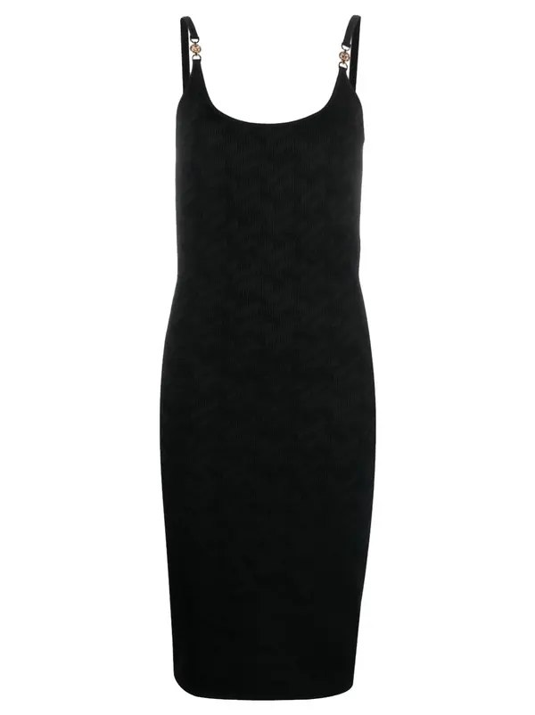 Versace La Greca Knitted Midi Dress - Black