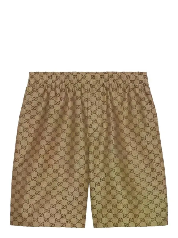 Gucci Gg Supreme Linen Shorts - Brown