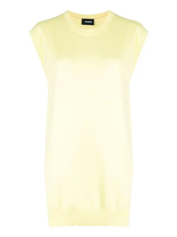 We11Done Cap-sleeved Fine-knit Dress - Yellow