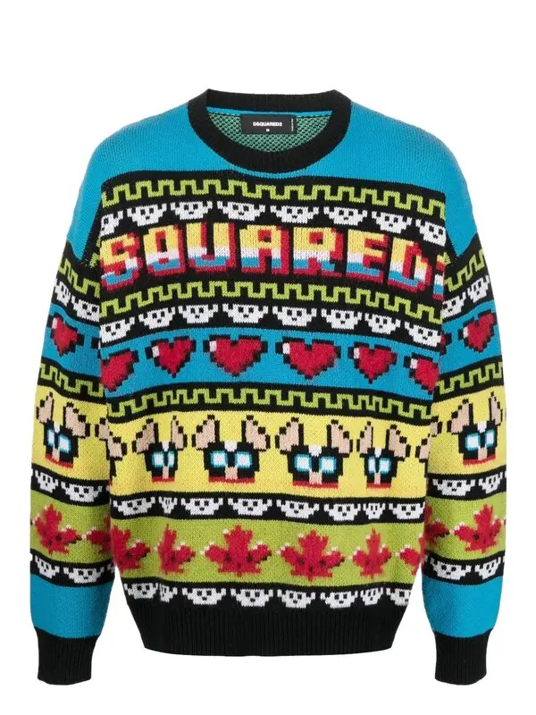 Dsquared2 Jacquard Crew Neck Jumper - Blue