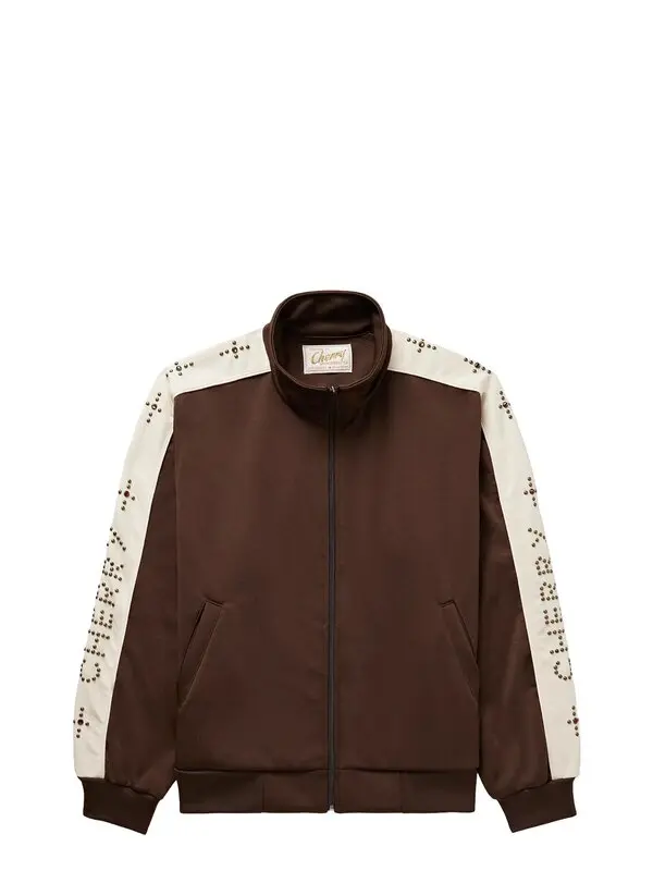 CHERRY LOS ANGELES Embellished Striped Tech-jersey Track Jacket - Brown