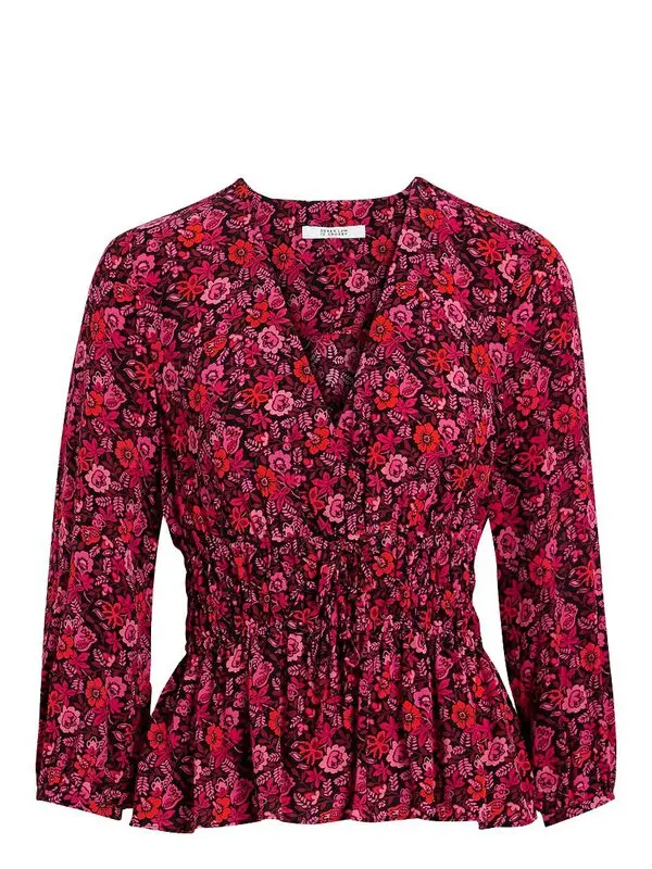 Derek Lam 10 Crosby Floral-print Crepe De Chine Top - Red