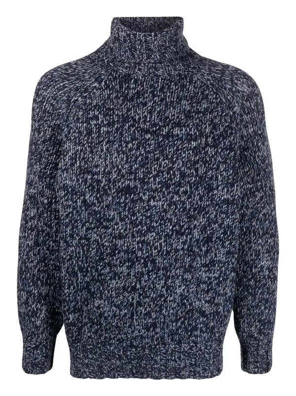 Brunello Cucinelli Mélange High-neck Jumper - Blue
