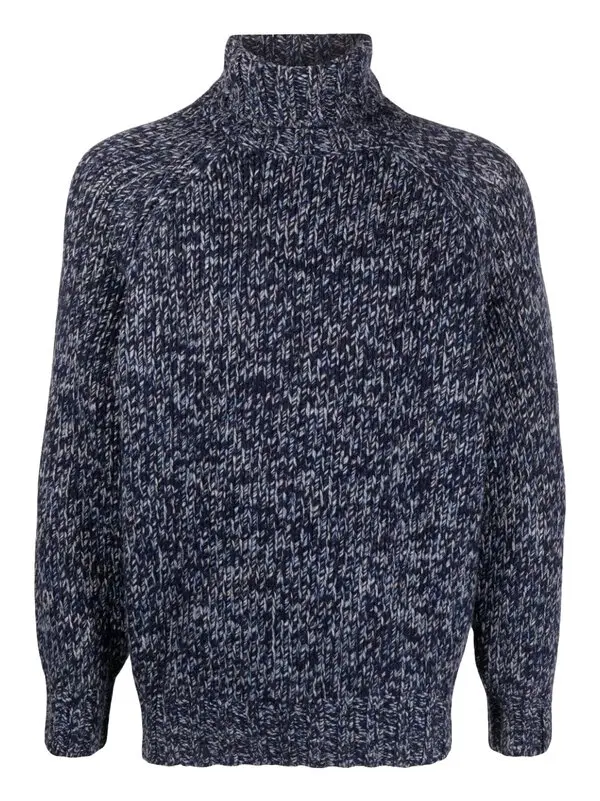 Brunello Cucinelli Mélange High-neck Thick-knit Jumper - Blue