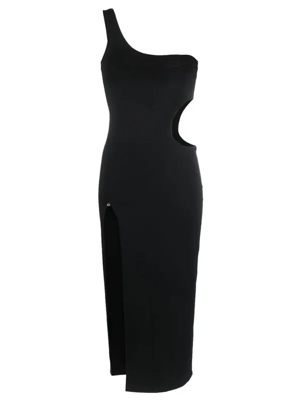 NISSA One-shoulder Cut-out Midi Dress - Black