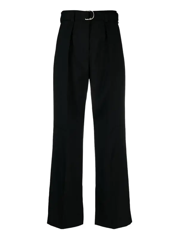 JIL SANDER Belted-waist Wide-leg Trousers - Black