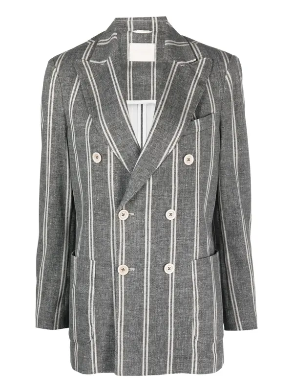 CIRCOLO 1901 Double-breasted Striped Blazer - Black
