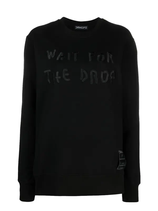 DRHOPE Embroidered Cotton Sweatshirt - Black