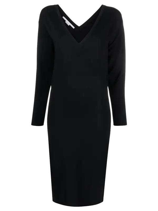Stella McCartney V-neck Knitted Midi Dress - Black