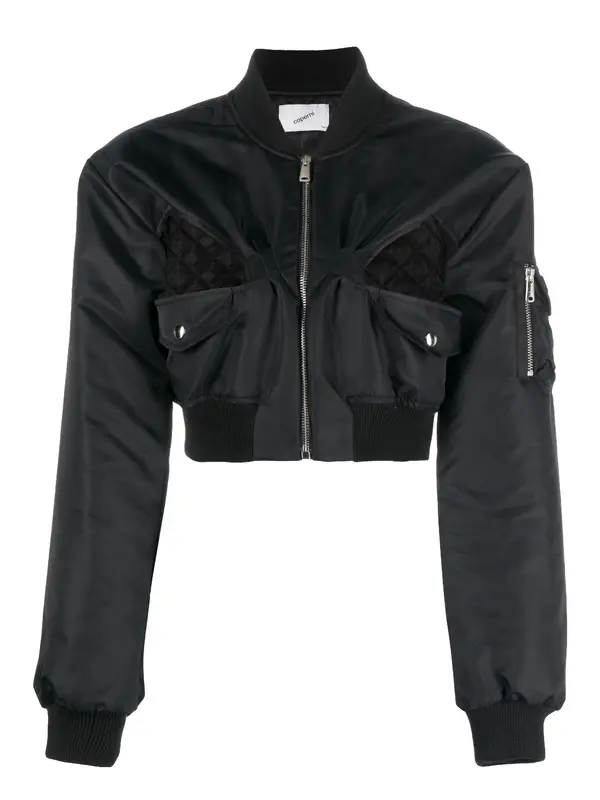 Coperni Cut-out Cropped Bomber Jacket - Black