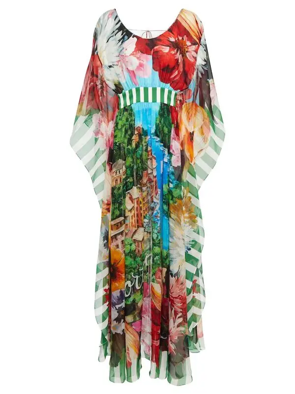 Dolce & Gabbana Portofino Printed Silk Chiffon Gown - Multicoloured