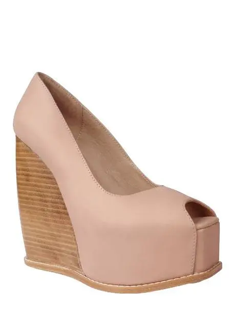 ZIGI Peep Toe Platform Wedge Sandal - Blush Leather