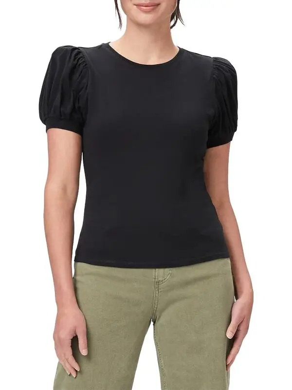 Paige Matcha Puff Sleeve T-shirt - Black