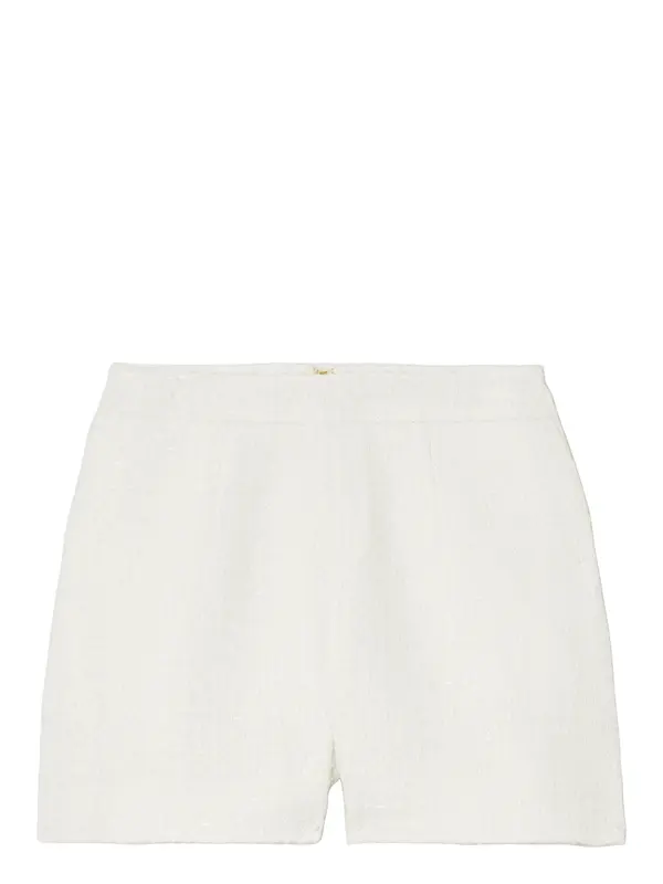 L'Agence Ashton Bouclé Straight-leg Shorts - White