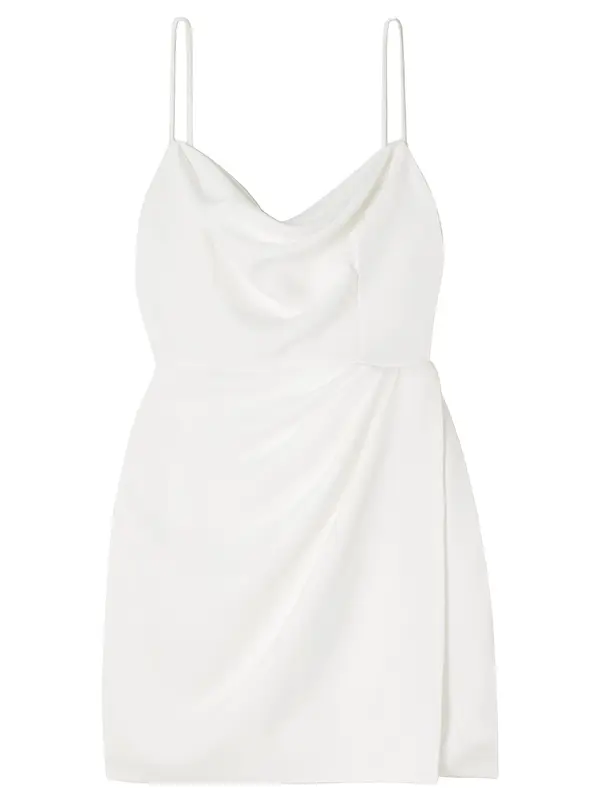 HALFPENNY LONDON Maisie Draped Satin Mini Dress - White
