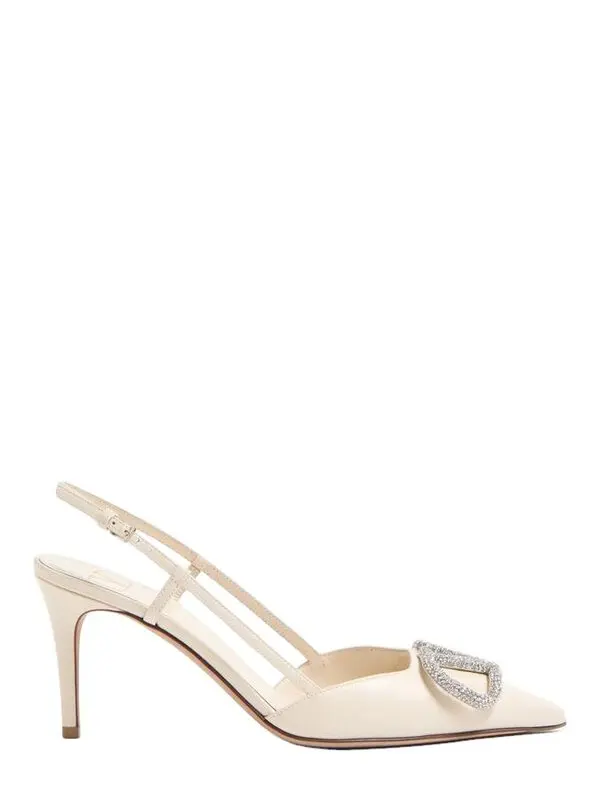 Valentino Garavani Vlogo Slingback Pump - Light Ivory/crystal