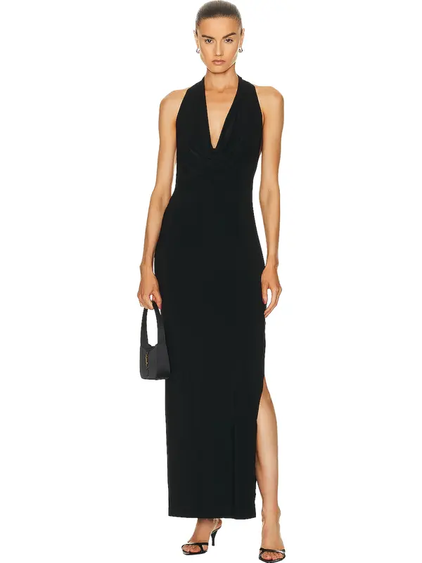 Norma Kamali Halter Neeta Gown - Black