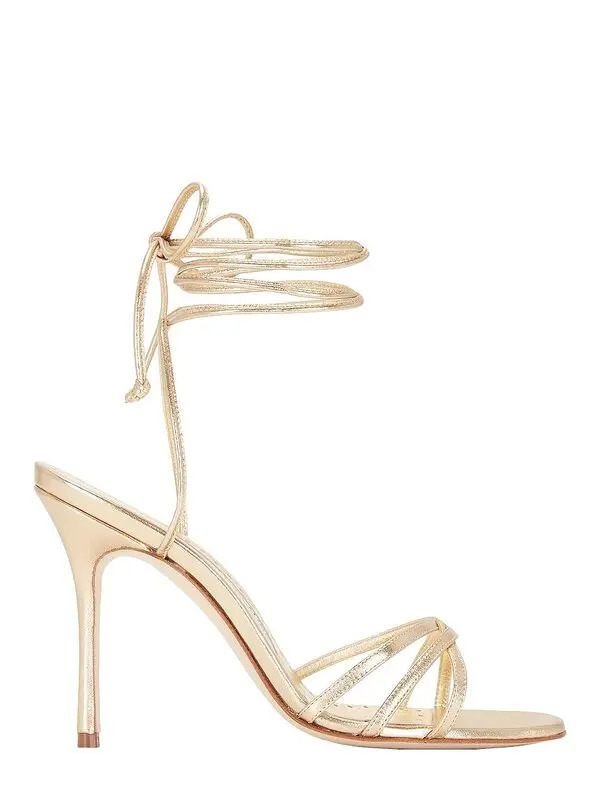Manolo Blahnik Leva 105 Leather Sandal - Gold
