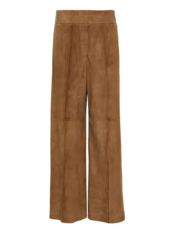 Brunello Cucinelli Wide-leg Suede Pants - Brown