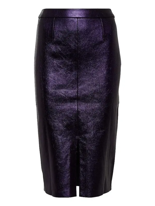 Stouls Carmen Metallic Leather Midi Skirt - Blue