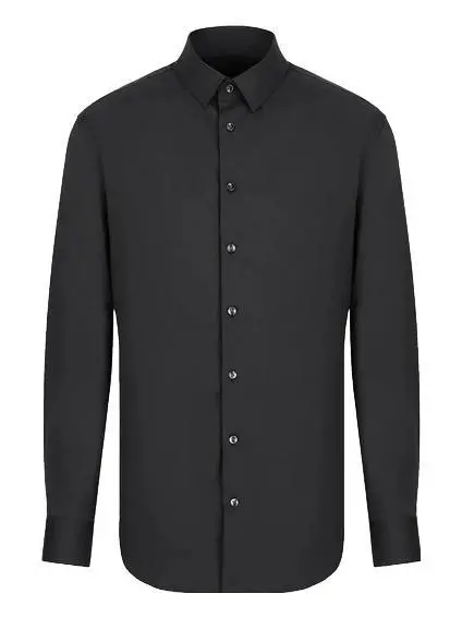Giorgio Armani Plain-knit Stretch Cotton Shirt - Black