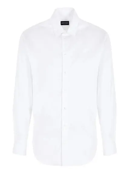 Giorgio Armani Plain-knit Stretch Cotton Shirt - White