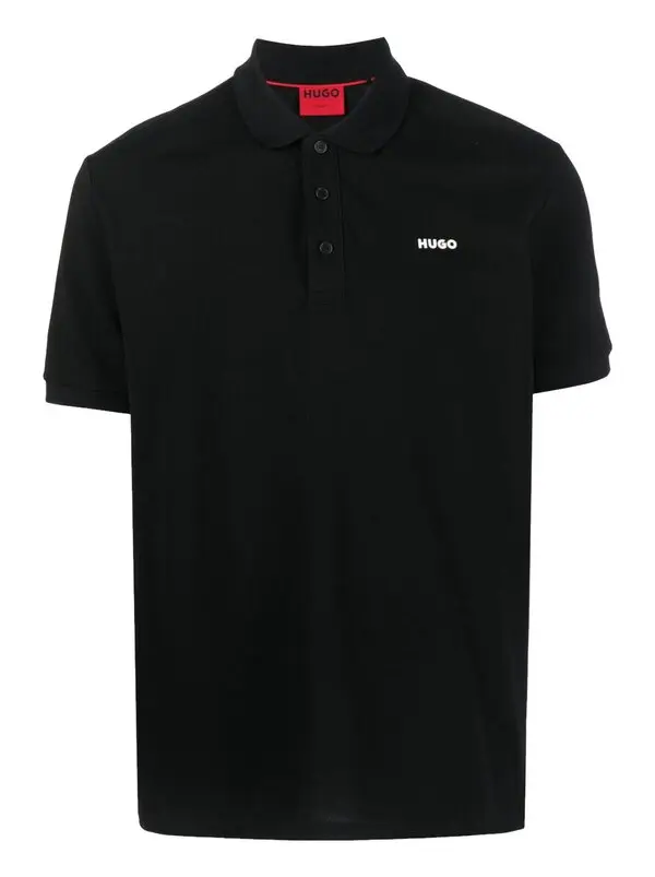 Hugo Logo-detail Polo Shirt - Black
