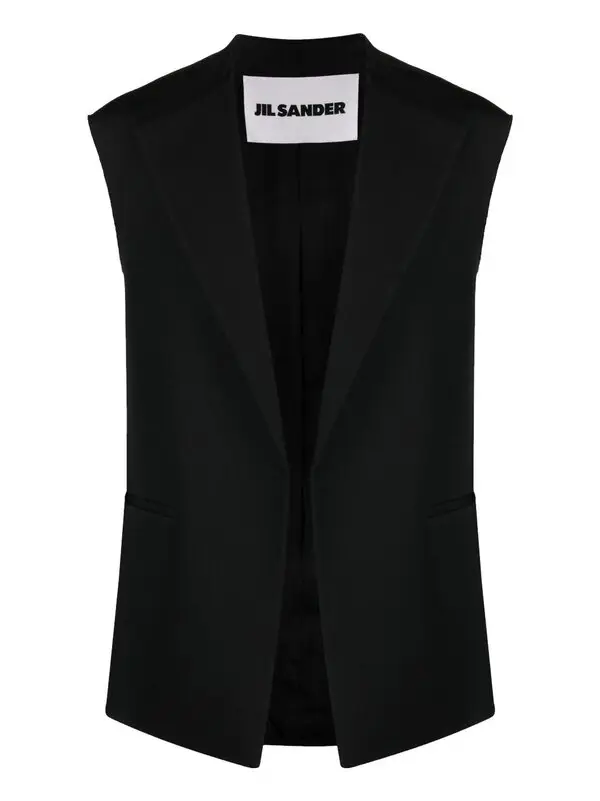 JIL SANDER Tailored Vest With Frayed Edges - Black