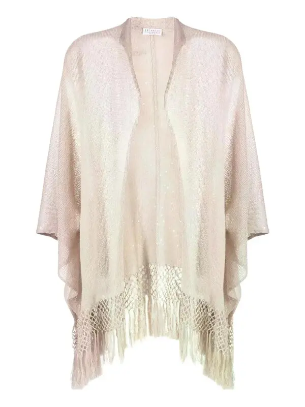 Brunello Cucinelli Fringed Linen Poncho - C9504